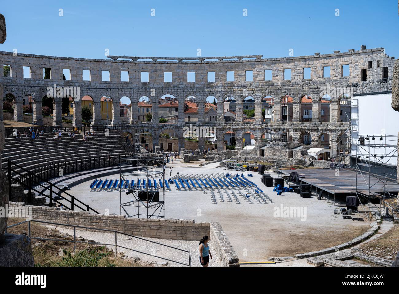 Pula, Croatia - July 12, 2022: The Pula Arena is a Roman amphitheater ...