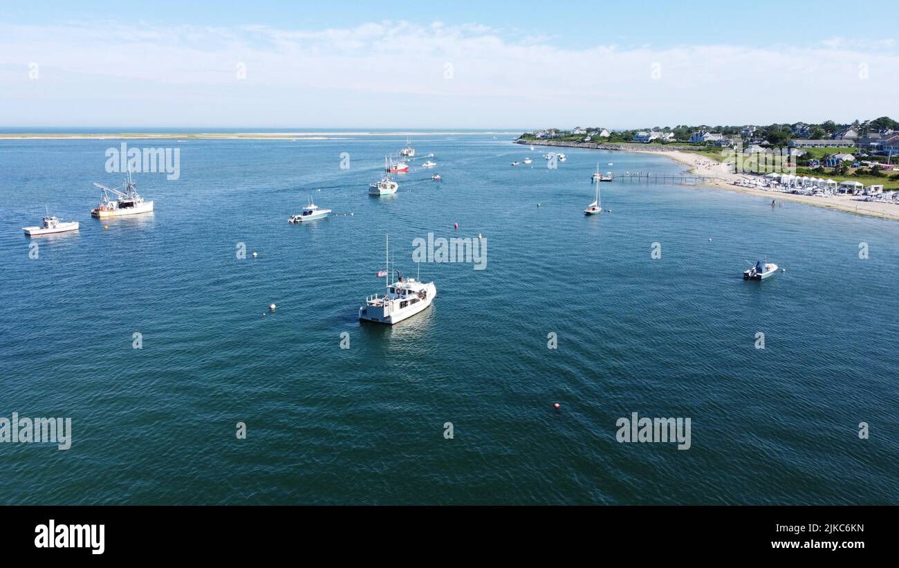An aerial view of boats in Cape Cod Massachusett Stock Photo - Alamy