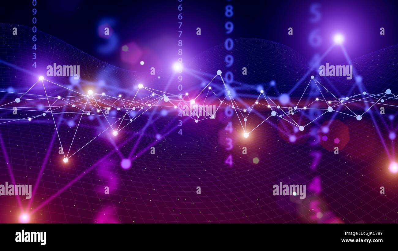 3d technology digital background. Abstract neon cyber lines and grid on ...