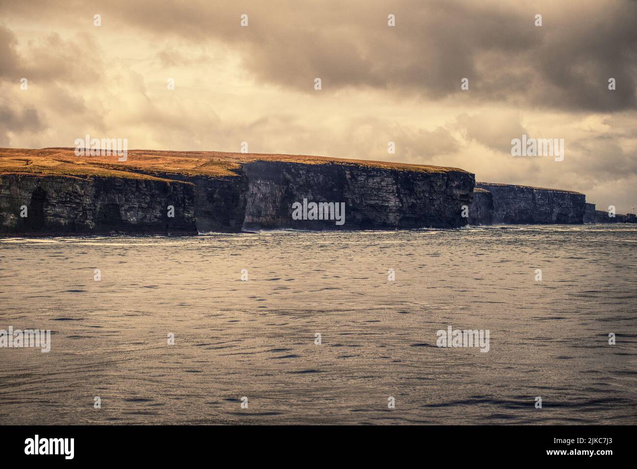 A beautiful view of big cliffs at the North Coast on a cloudy day in ...