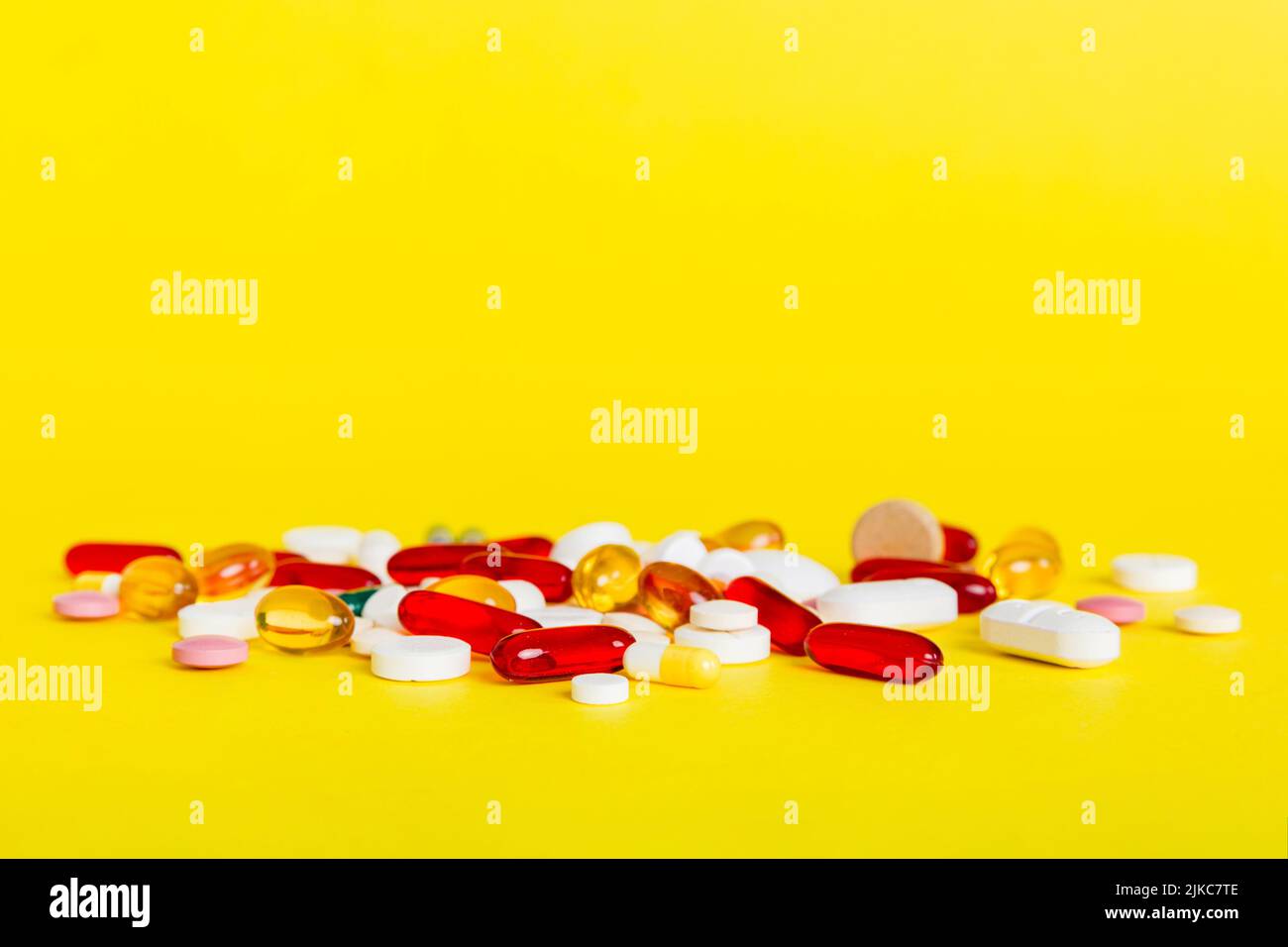 Many different colorful medication and pills perspective view. Set of ...