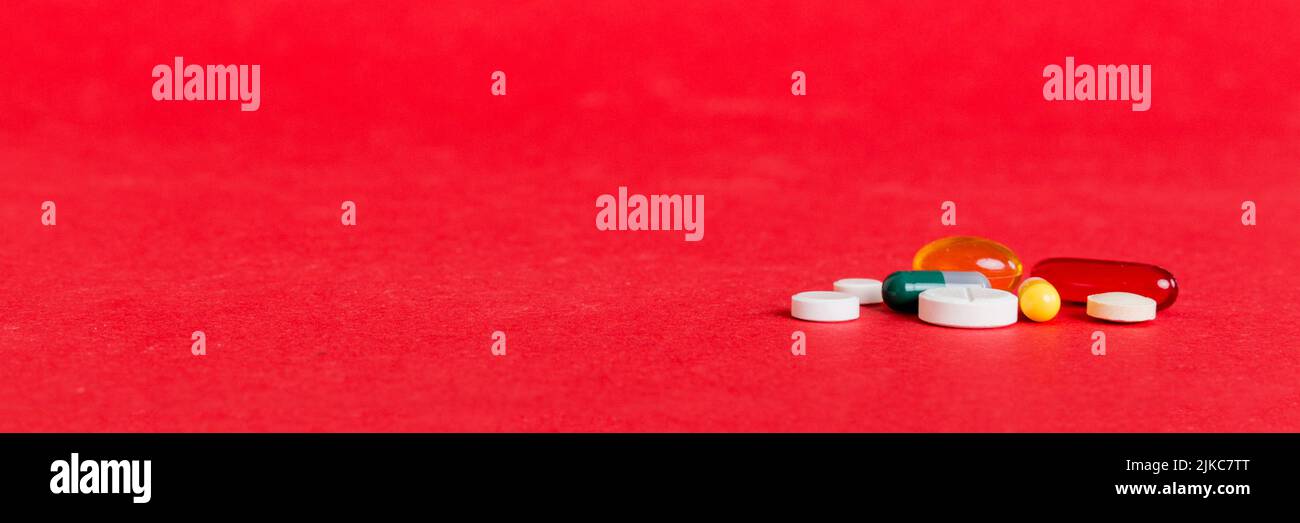 Many different colorful medication and pills perspective view. Set of ...