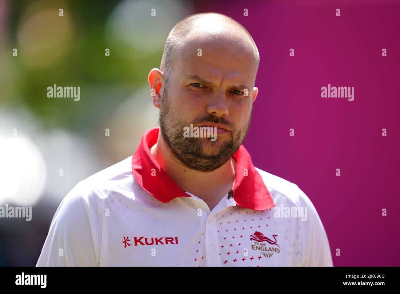 Team England's Jamie Chestney in action during the Men's Triples Gold ...