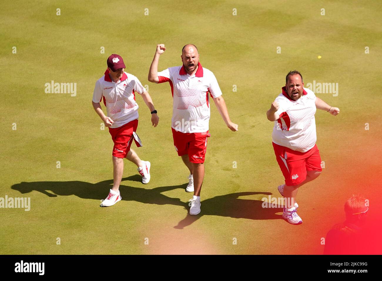 England's Nick Brett, Louis Ridout and Jamie Chestney celebrate winning ...