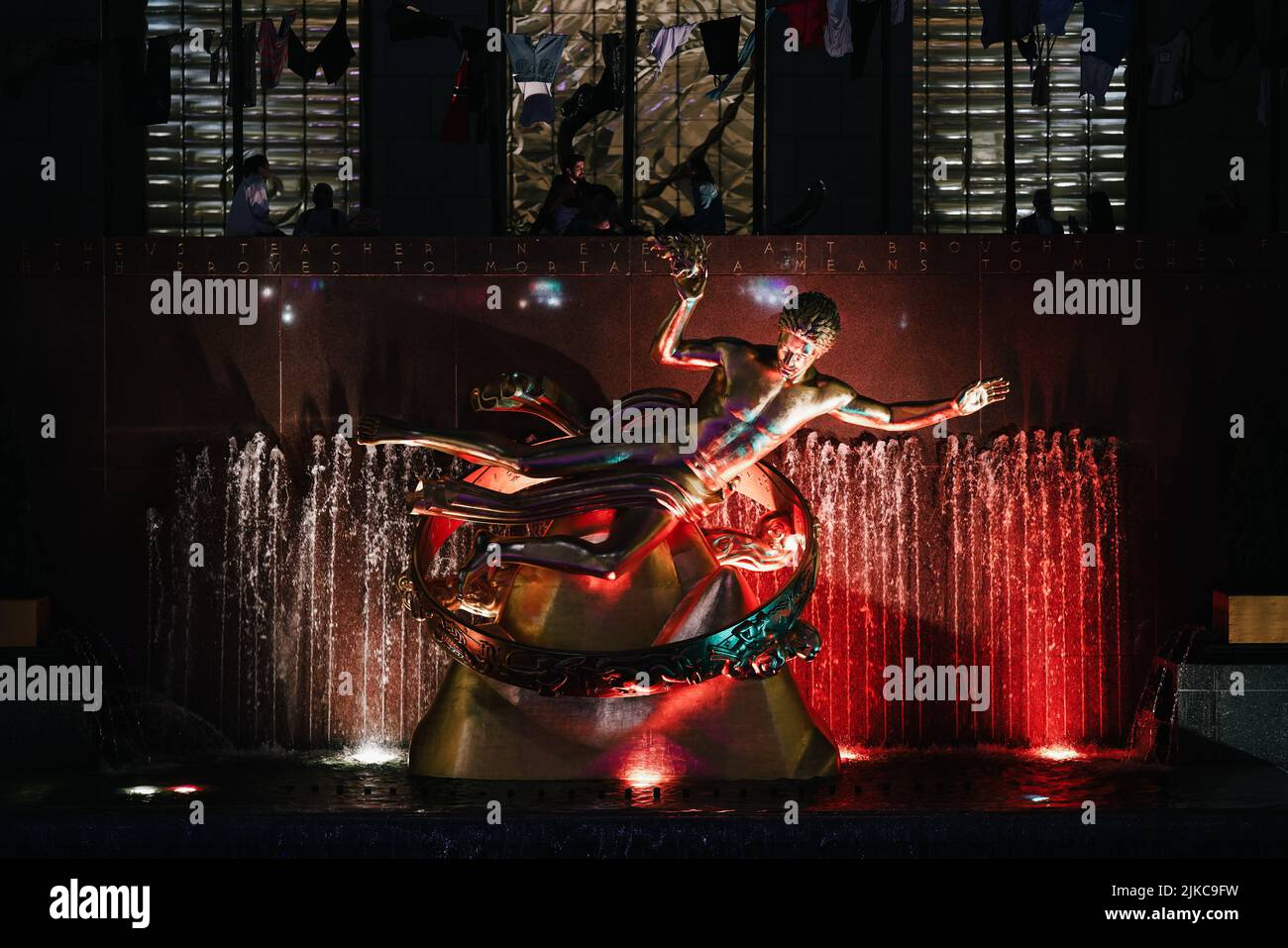 The golden Prometheus statue at Rockefeller Center in New York City, NY ...
