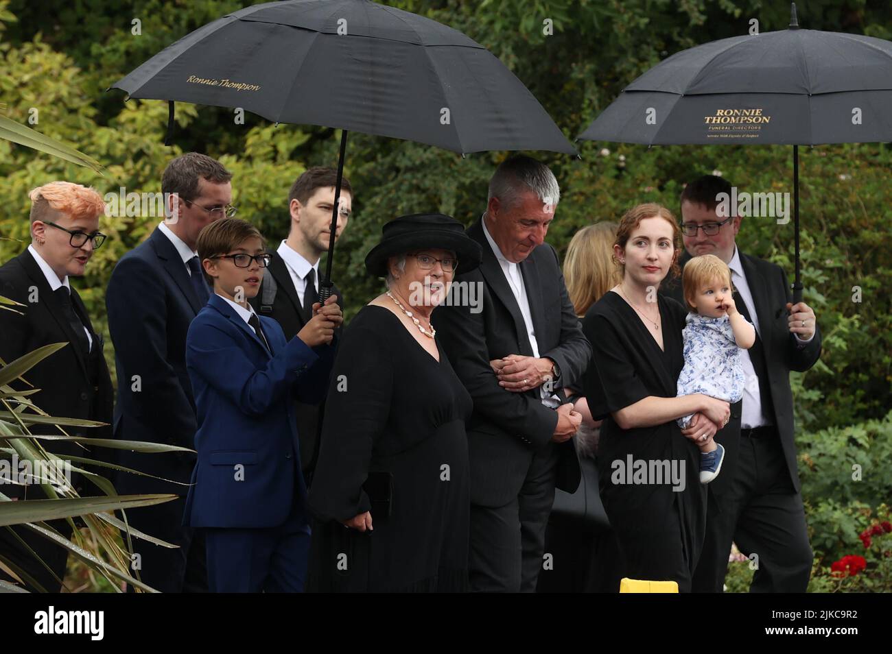 (left to right) Victoria, Nicholas, Lady Daphne, and Sarh Trimble walks ...
