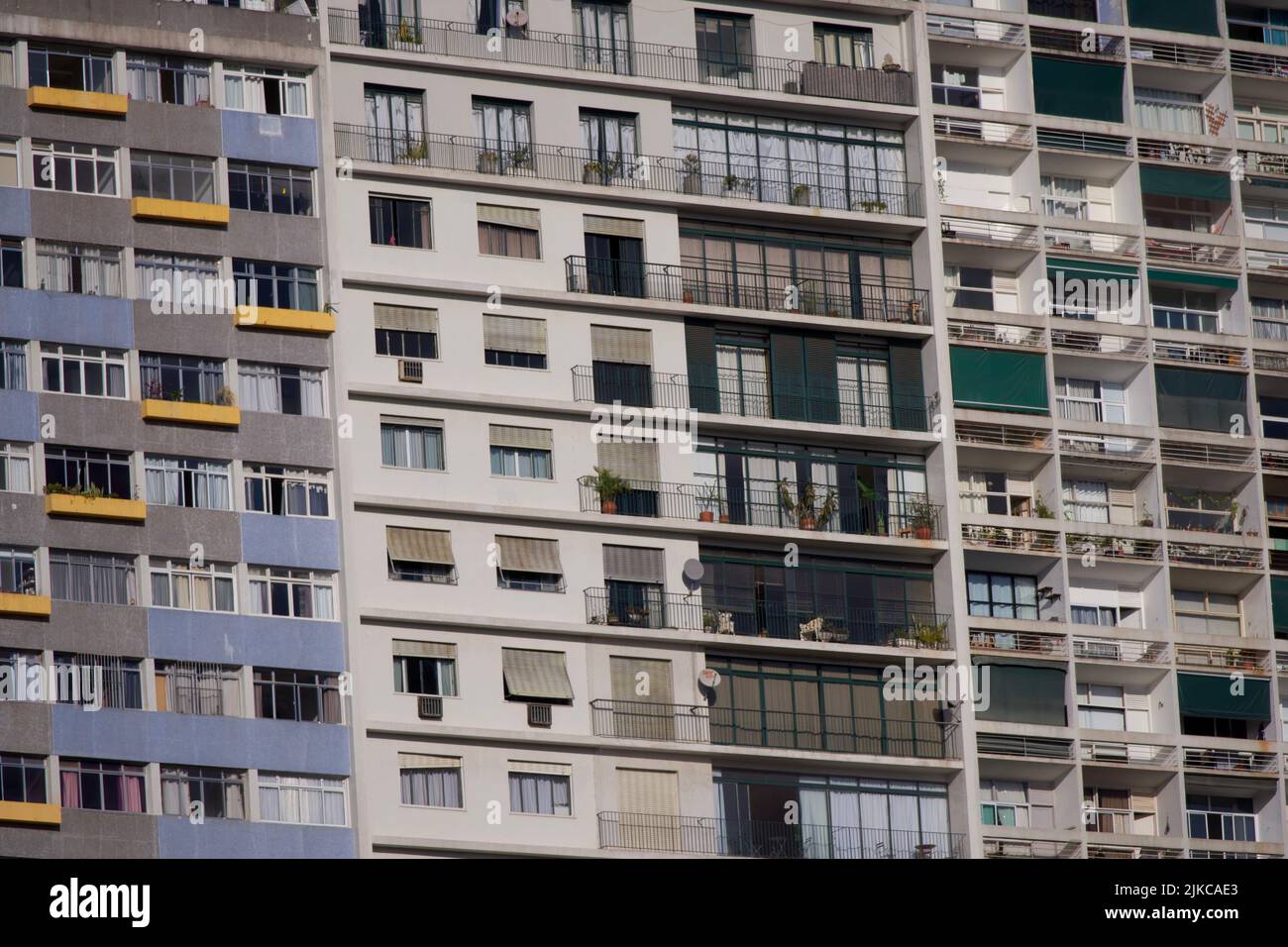 A close-up shot of a symmetrical residential building in San Paulo ...
