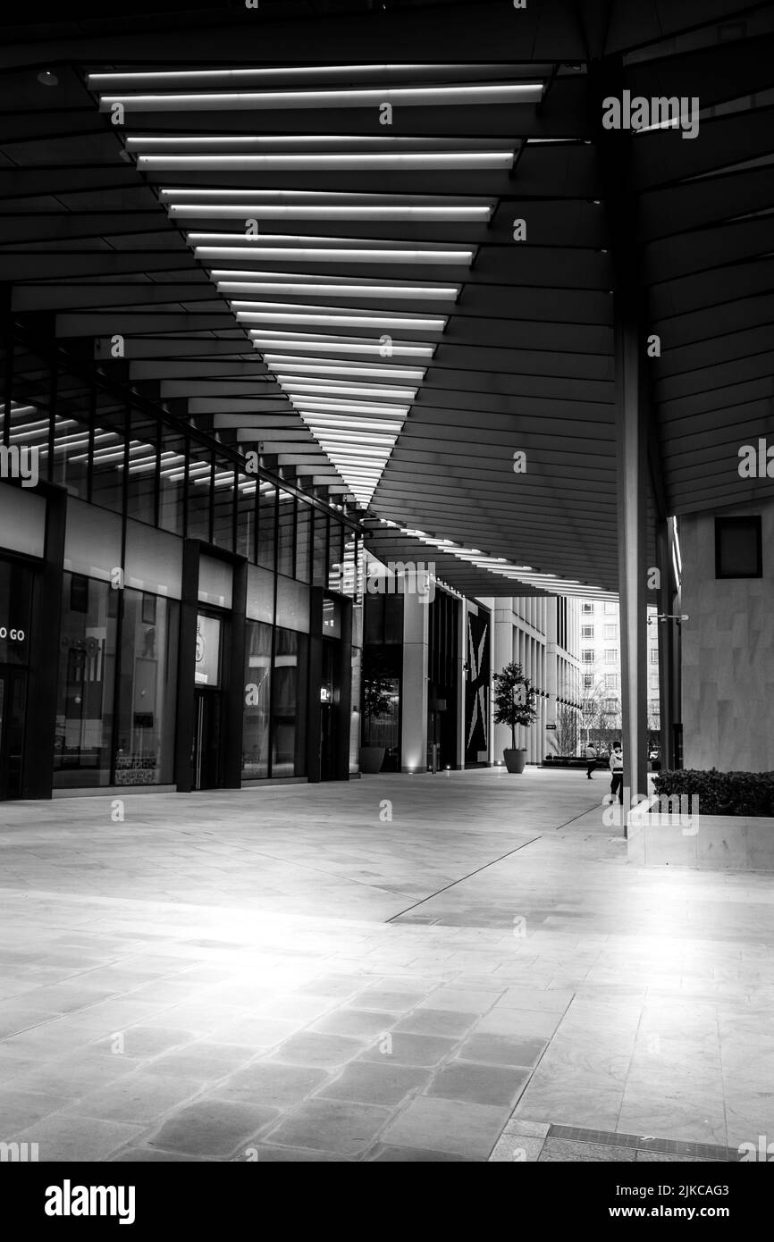A vertical of a modern building interior in London, UK shot in ...