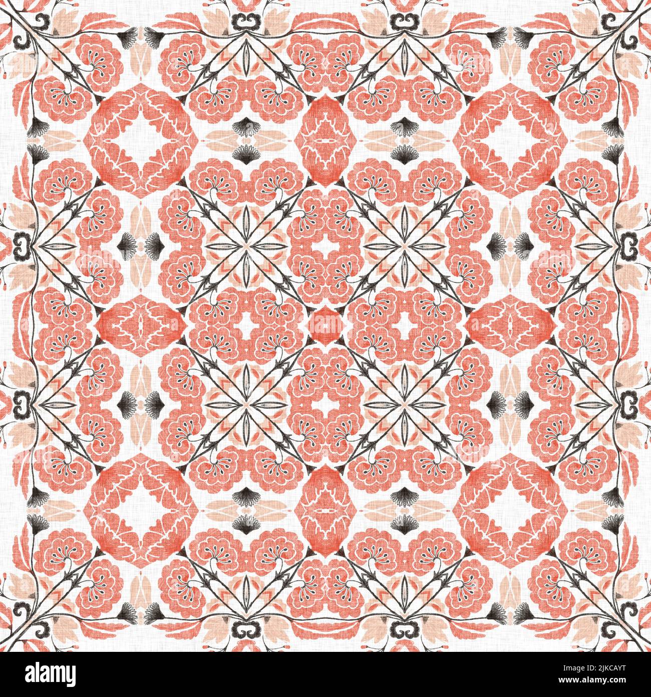 Modern boho geometric floral quilt style seamless pattern. Shabby chic ...