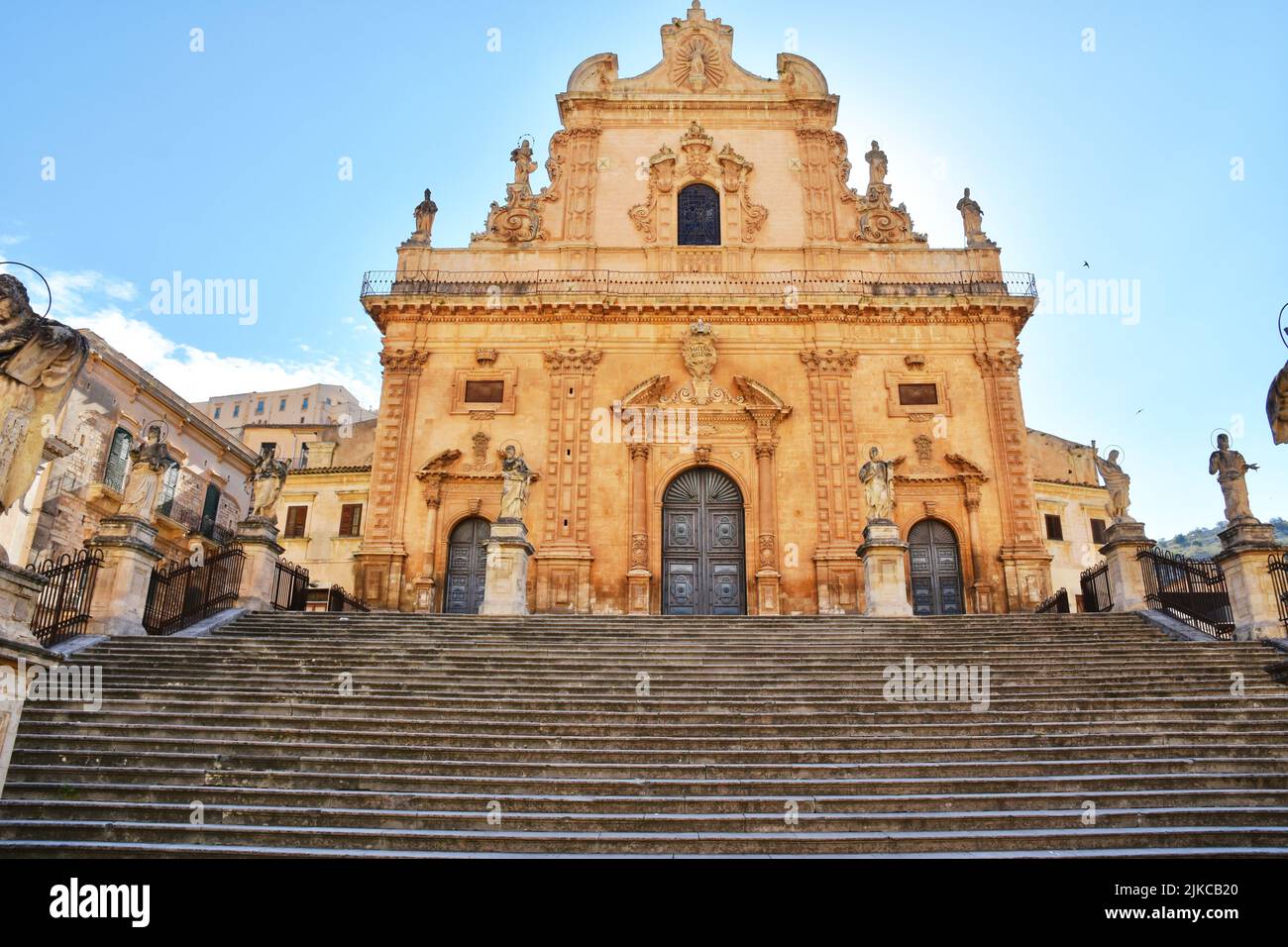 A church with beautiful architecture in Modica, Sicilian city in Italy ...