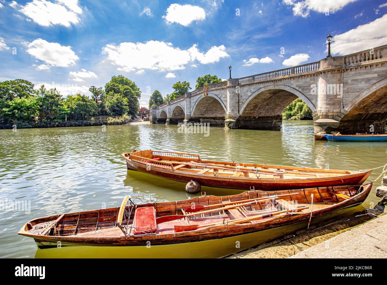 The rowing boats for hire on the River Thames in Richmond, England ...