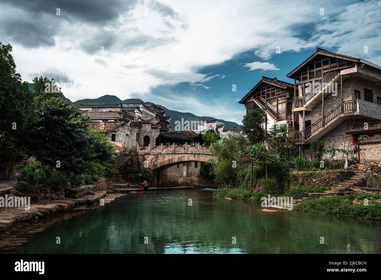 A traditional Chinese neighborhood with a river Stock Photo - Alamy