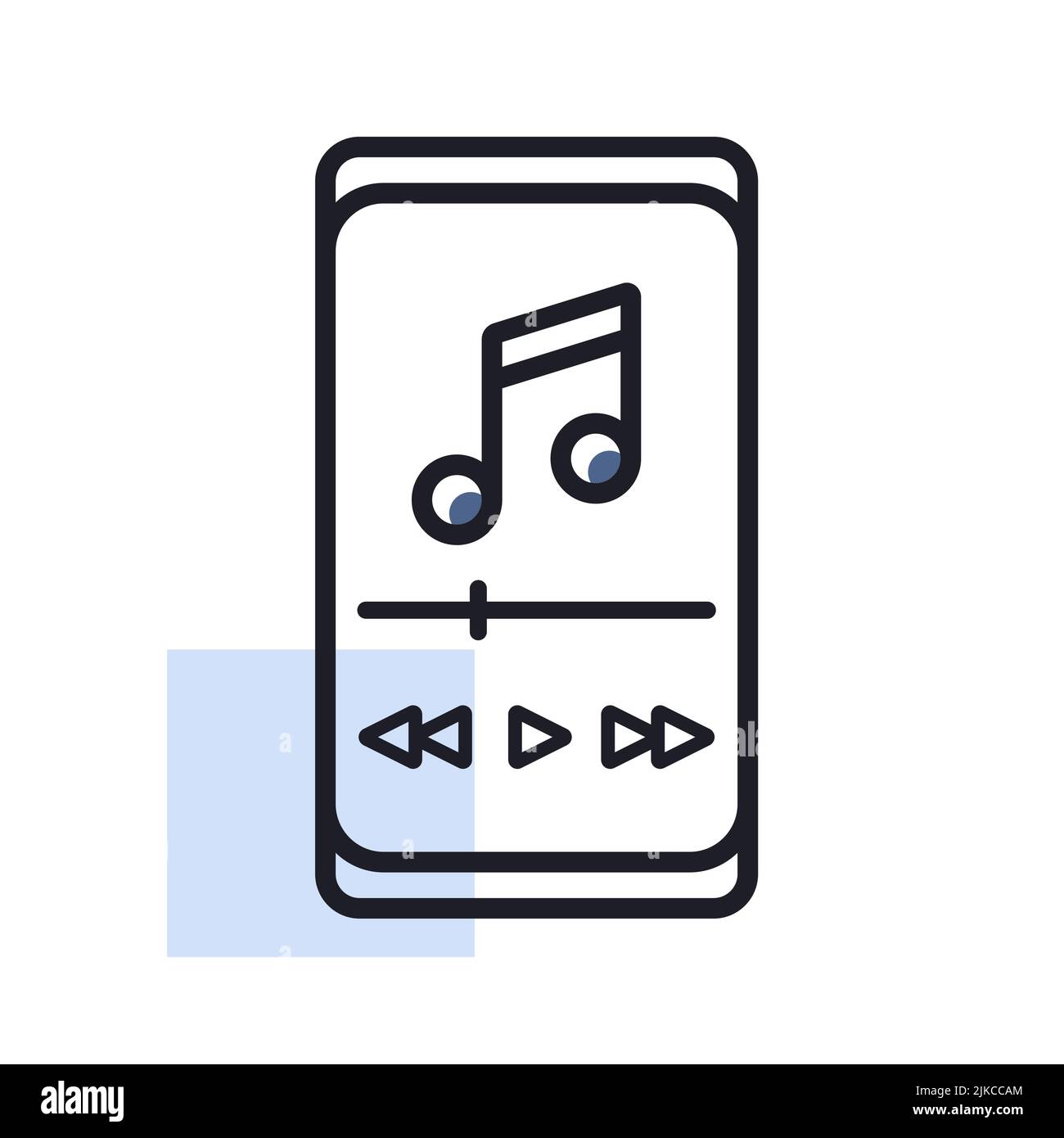 Smartphone with music player app vector isolated icon. Music sign ...