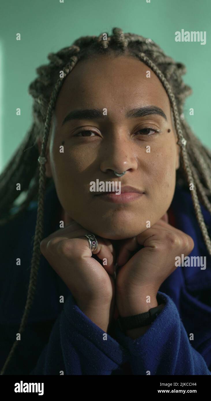Portrait of a latina hispanic young woman. A black African girl with ...