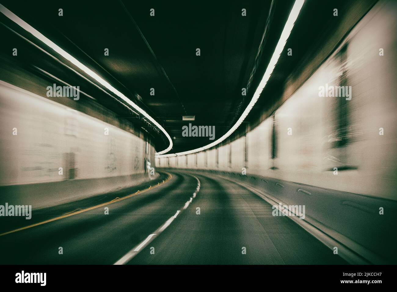 A low shutter speed picture in the tunnel, giving the sense of speed ...