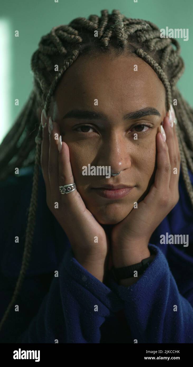 Portrait of a latina hispanic young woman. A black African girl with ...