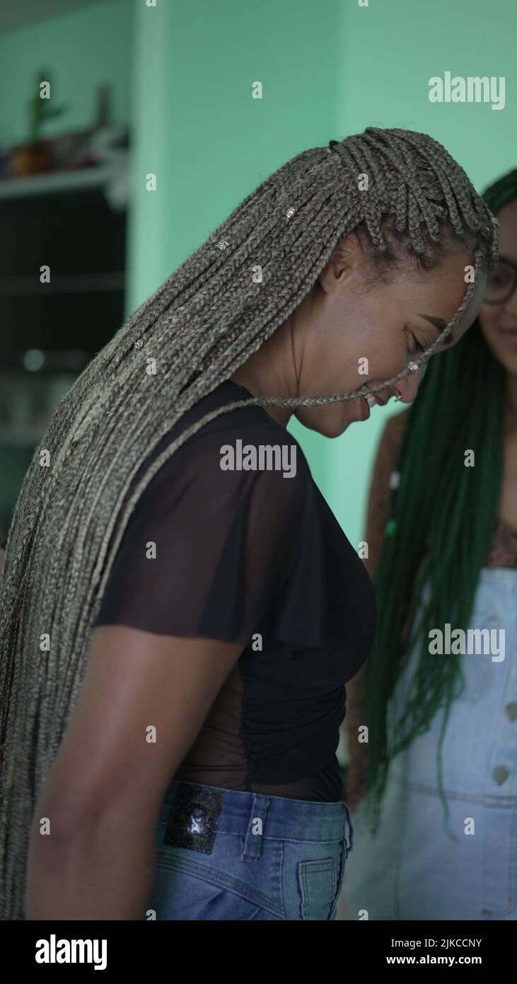 Young black hispanic woman with Box Braids hairstyle. A black latin ...