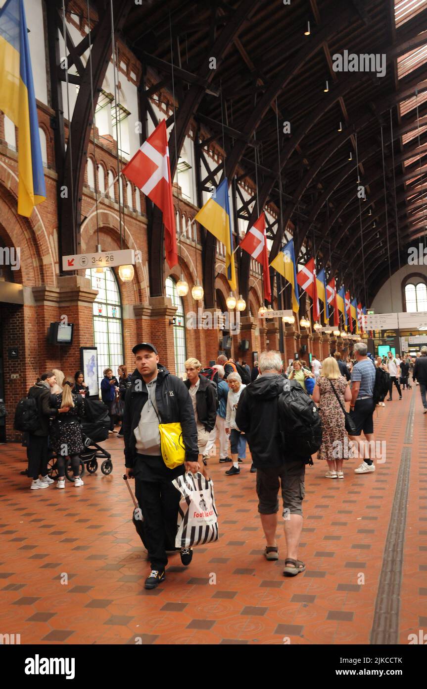 Copenhagen /Denmark/01 Augustes 2022/ Travellers at Copenhagen central ...