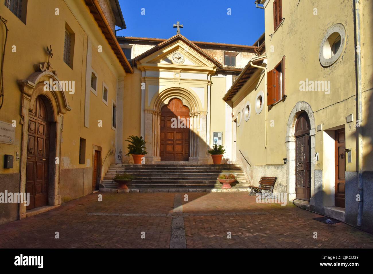 The exterior design of the small old church of Alatri village in the ...