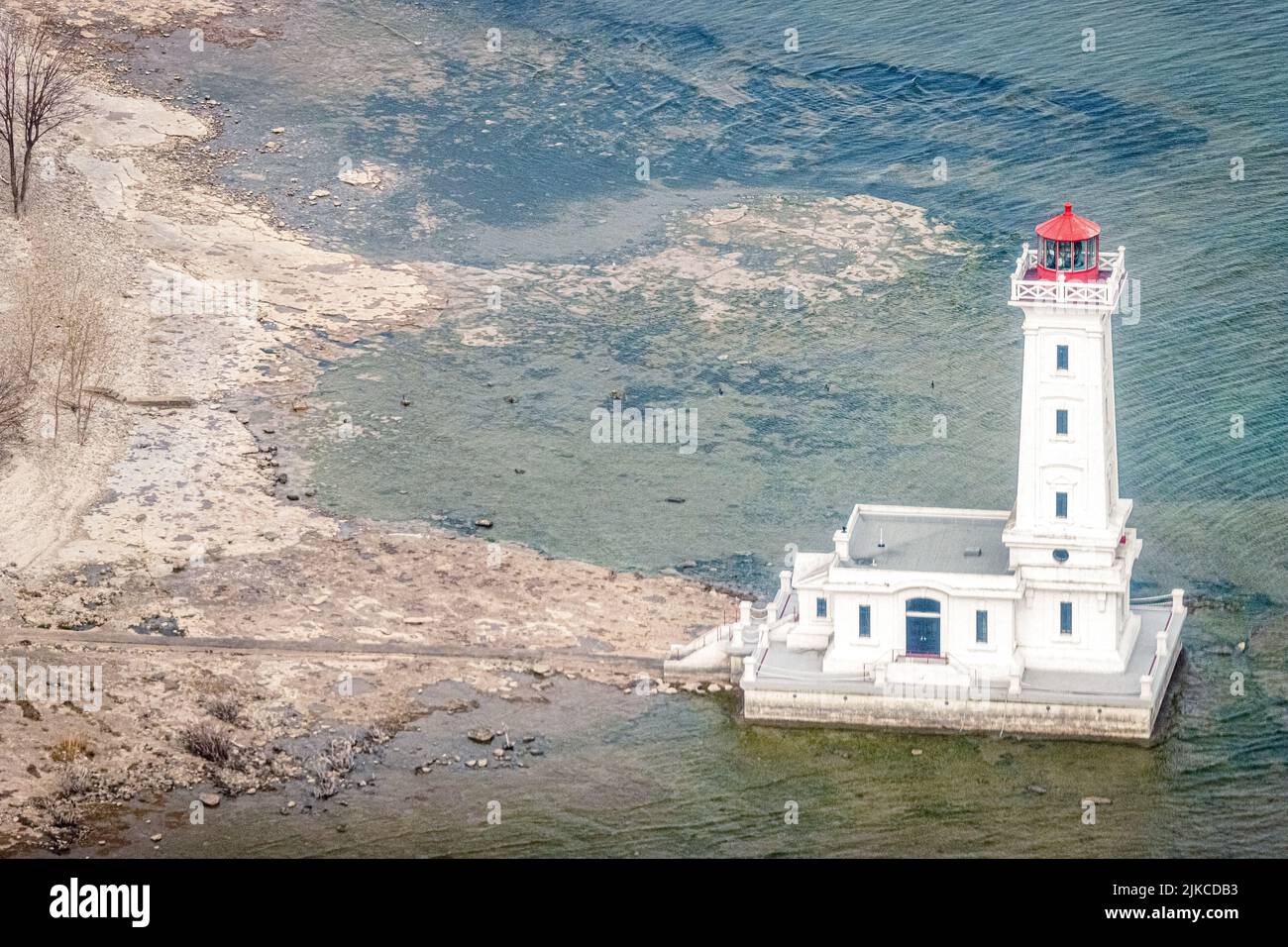 The aerial view of Point Abino Lighthouse, Fort Erie, Canada Stock ...