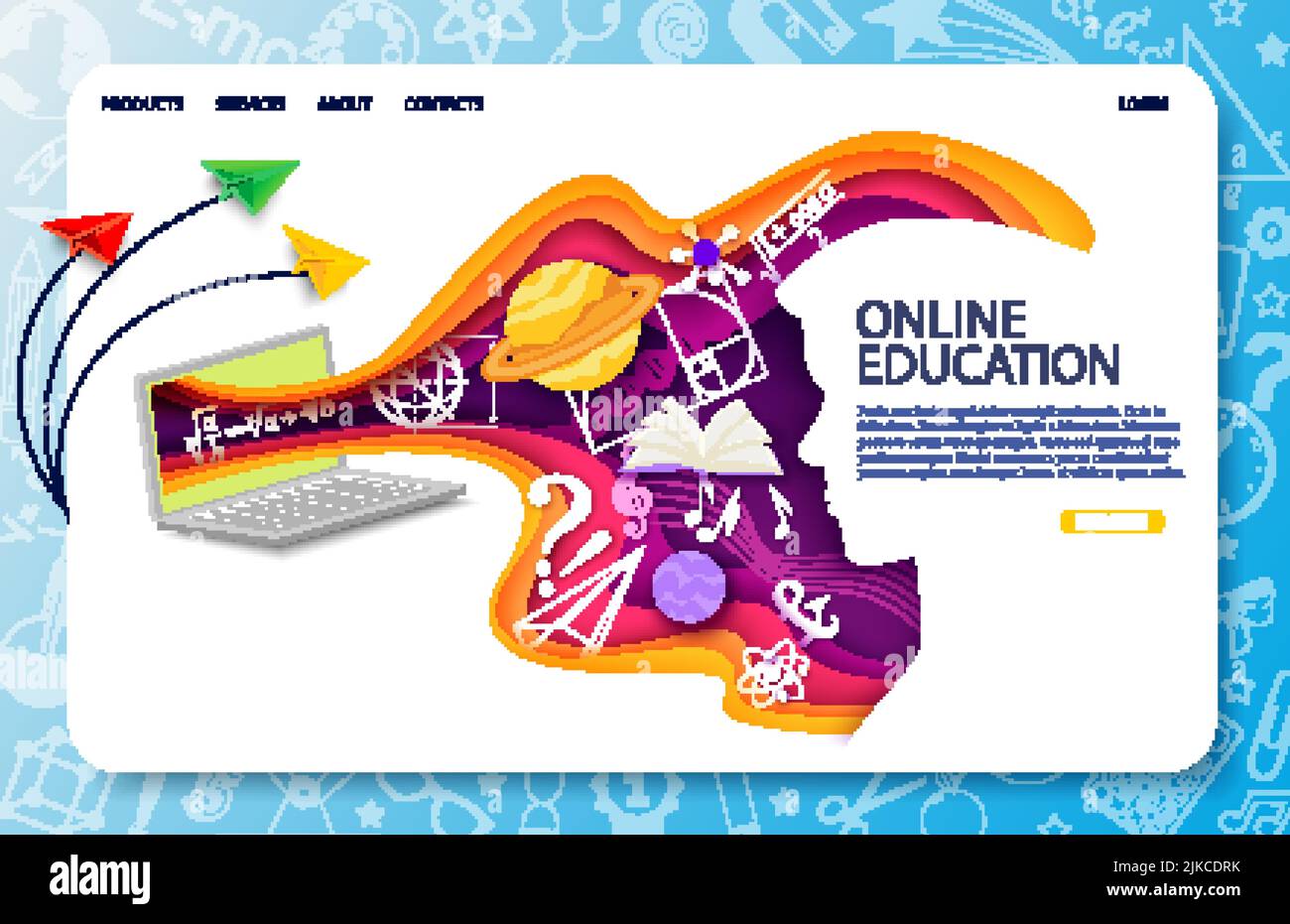 Online education landing page vector template. Remote training and ...