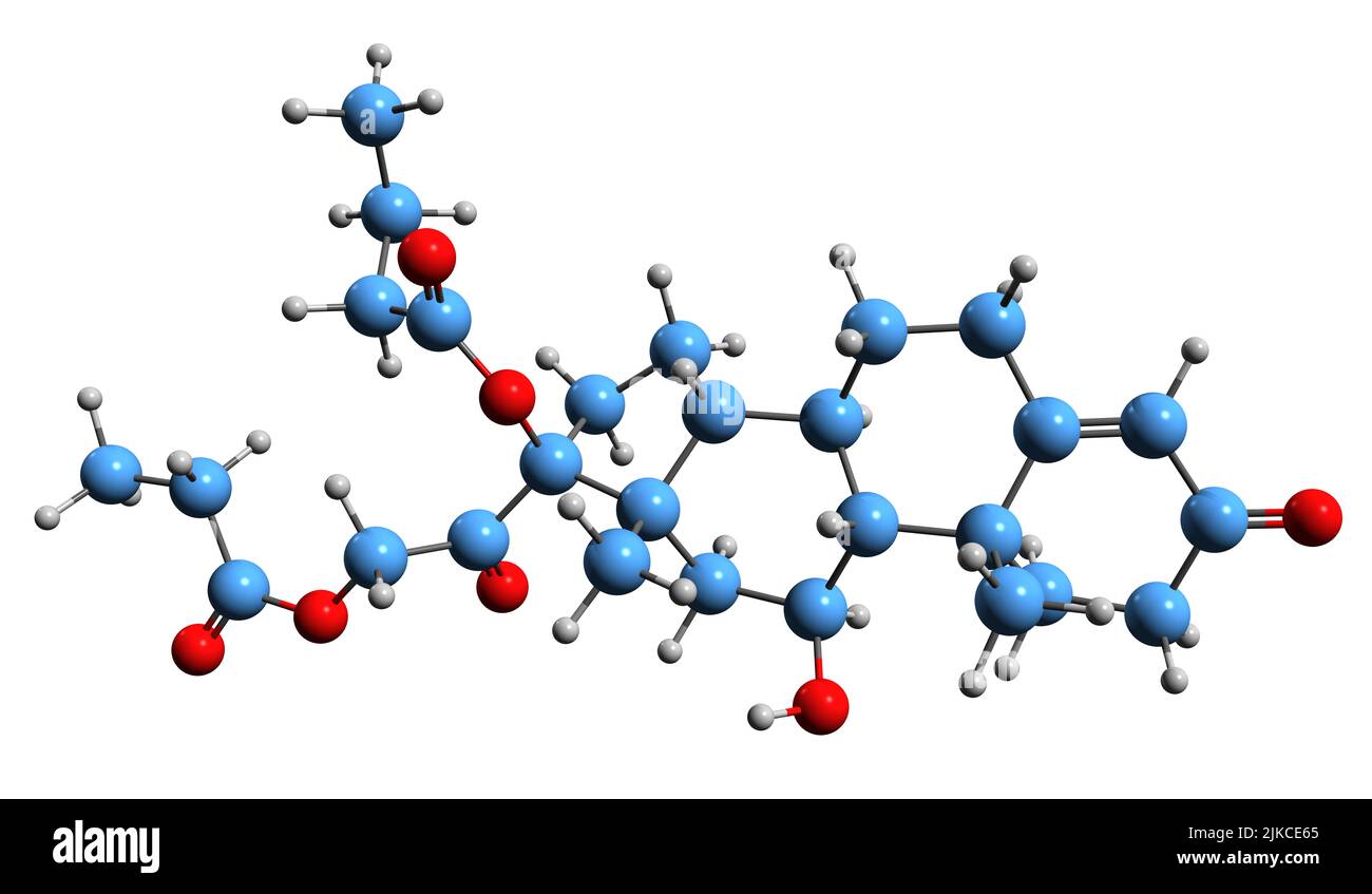 3d Image Of Hydrocortisone Buteprate Skeletal Formula Molecular