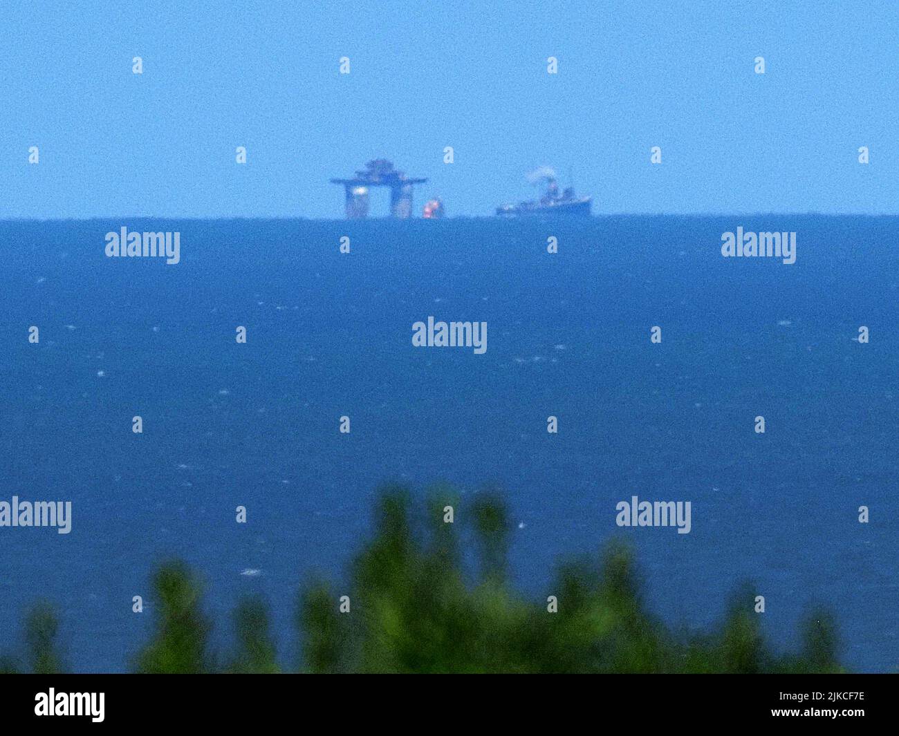 Sheerness, Kent, UK. 1st Aug, 2022. Knock John naval fort was sunk in ...