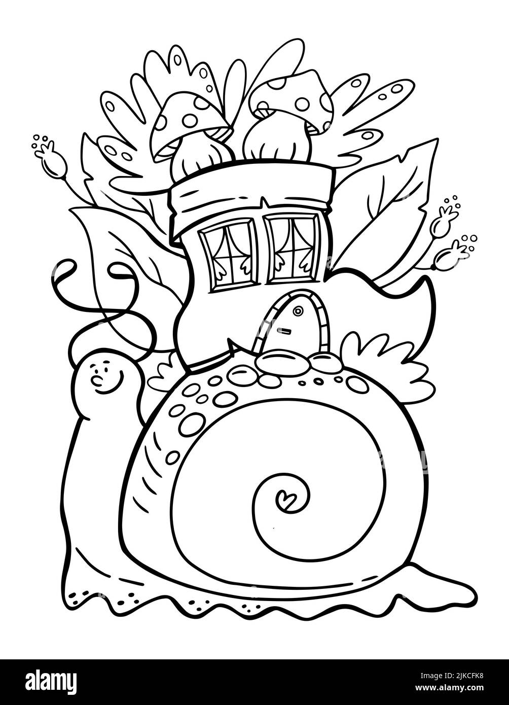 Cartoon house coloring page for kids and adults. Outline home ...