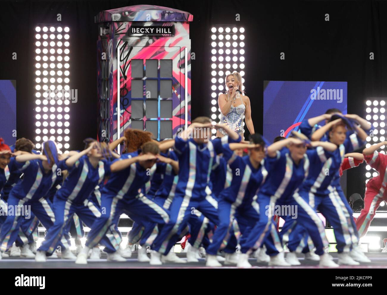 London, England, 31st July 2022. Becky Hill performs before the UEFA ...