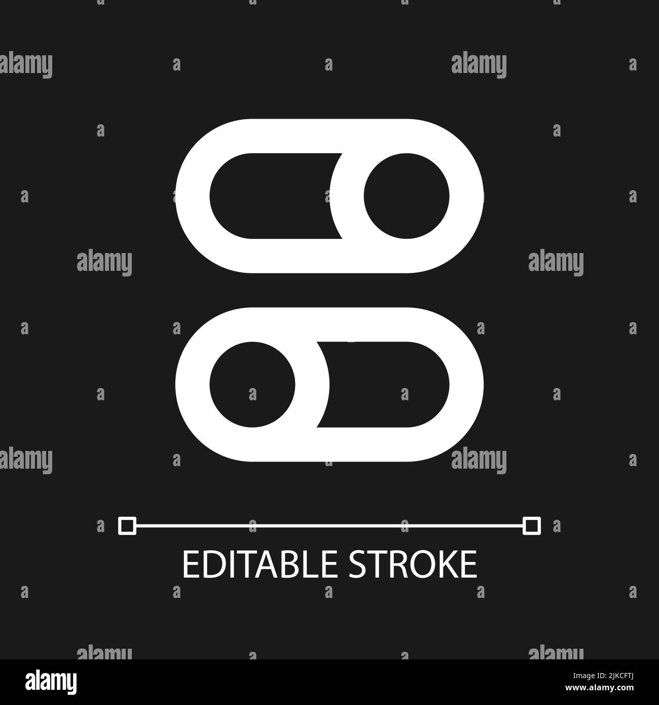 Switch on and off buttons pixel perfect white linear ui icon for dark theme Stock Vector Image ...