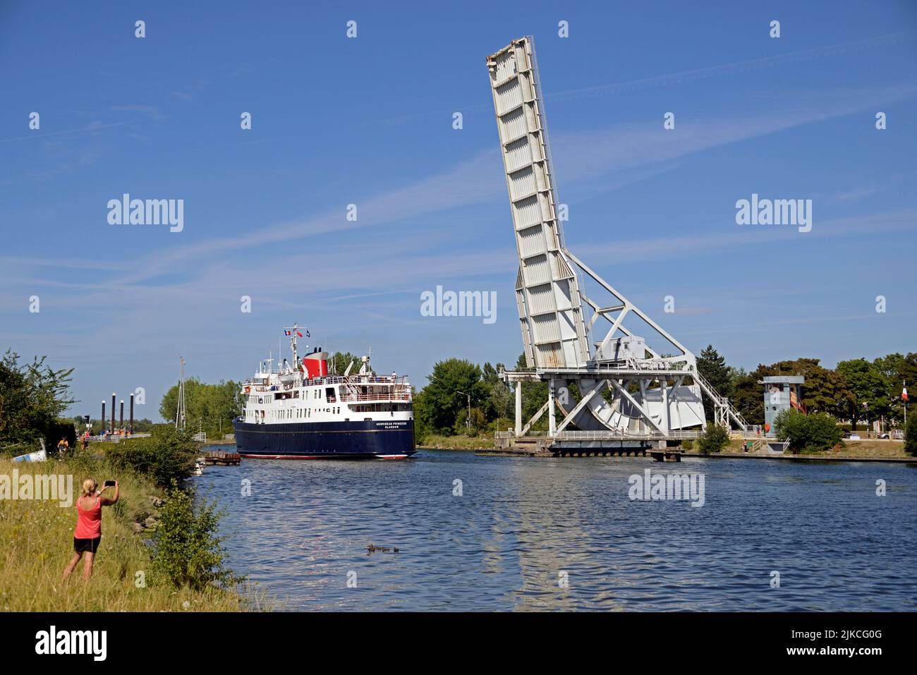 HEBRIDEAN PRINCESS passing through PEGASUS BRIDGE, CAEN CANAL ...