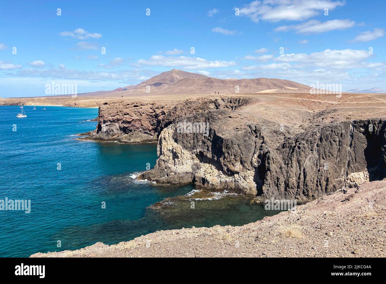 A beautiful view of Playa de Papagayo in Lanzarote, Canary Islands ...