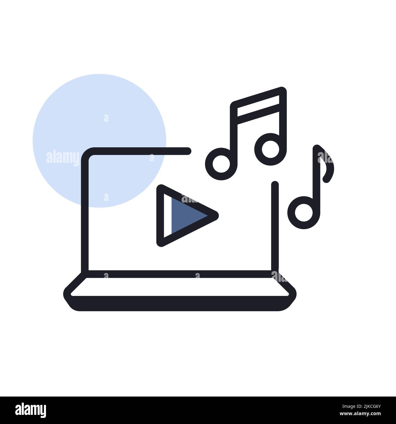 Listen to music on laptop vector isolated icon. Music sign. Graph ...