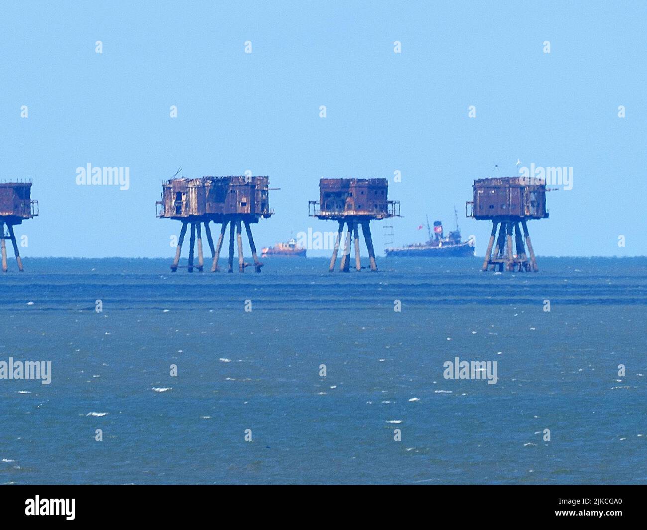 Sheerness, Kent, UK. 1st Aug, 2022. Knock John naval fort was sunk in ...