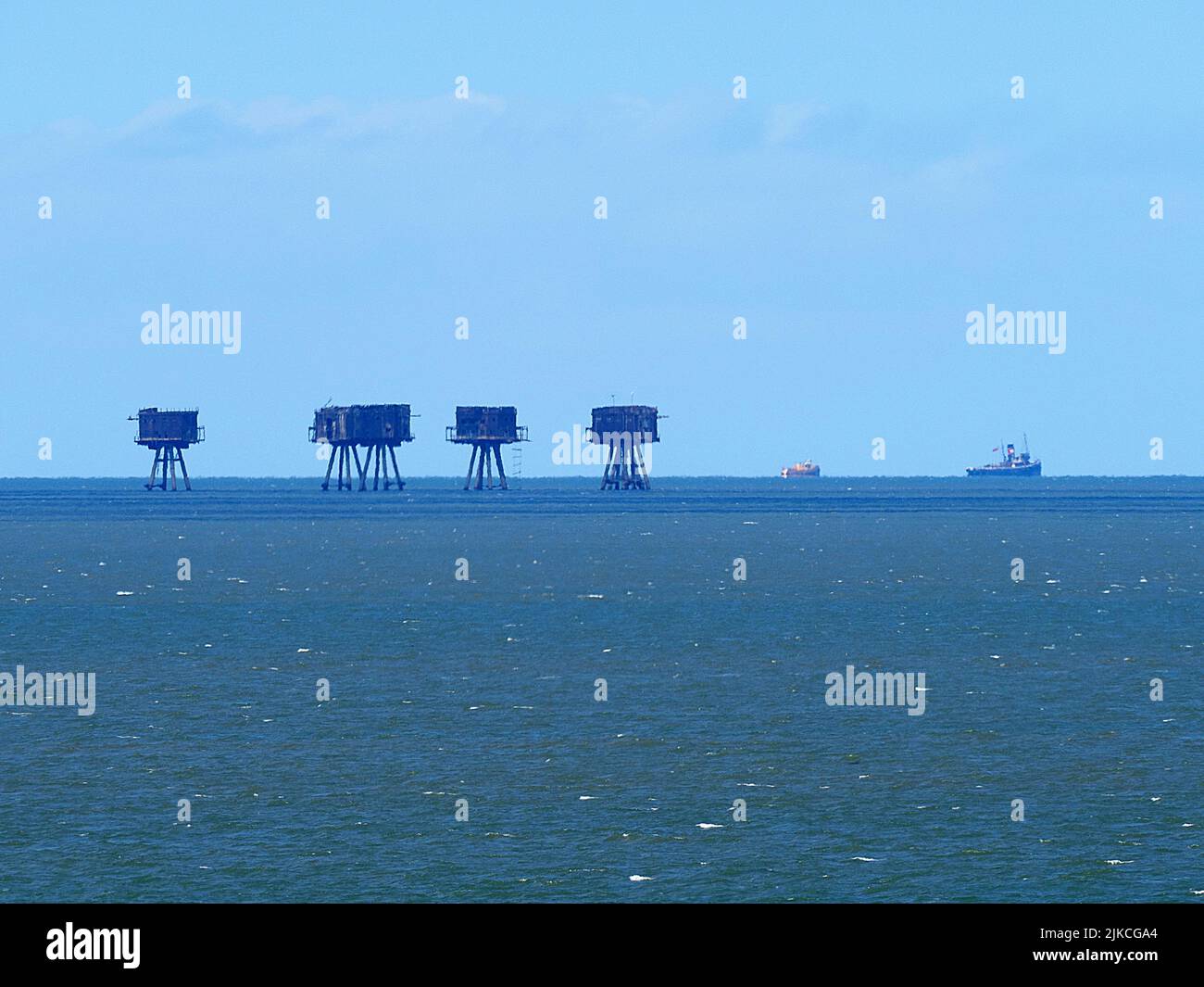 Sheerness, Kent, UK. 1st Aug, 2022. Knock John naval fort was sunk in ...