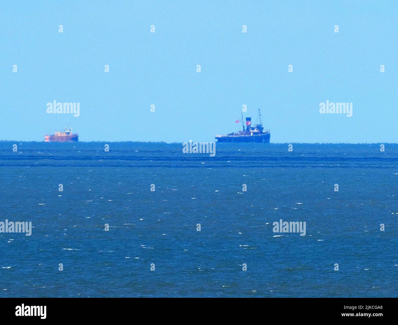 Sheerness, Kent, UK. 1st Aug, 2022. Knock John naval fort was sunk in ...