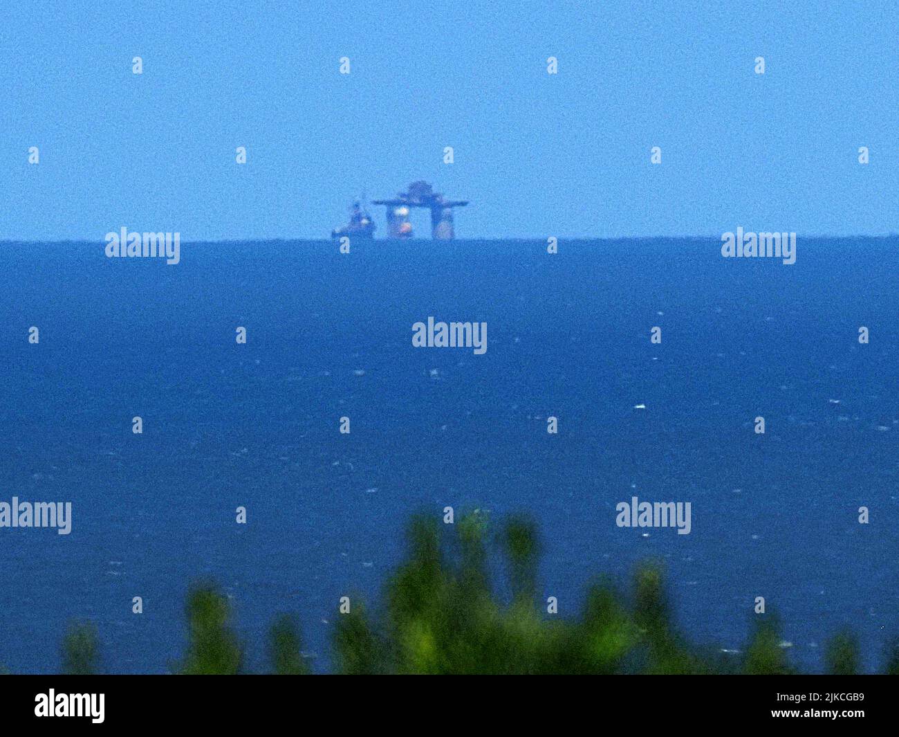 Sheerness, Kent, UK. 1st Aug, 2022. Knock John naval fort was sunk in ...