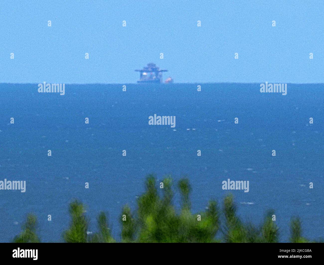 Sheerness, Kent, UK. 1st Aug, 2022. Knock John naval fort was sunk in ...