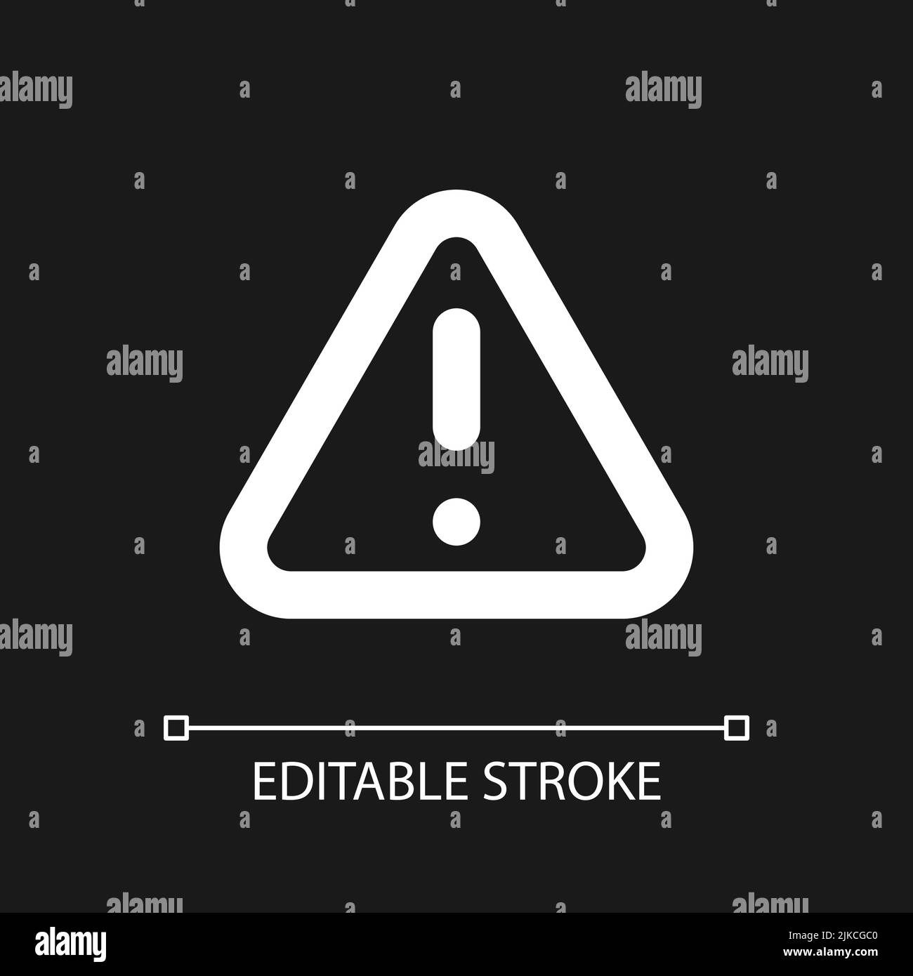 Triangle shaped caution sign pixel perfect white linear ui icon for ...