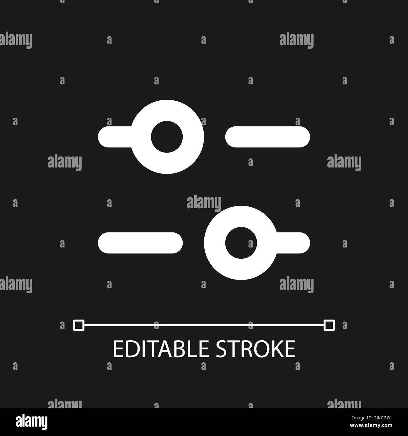 Horizontal adjust pixel perfect white linear ui icon for dark theme Stock Vector Image & Art - Alamy