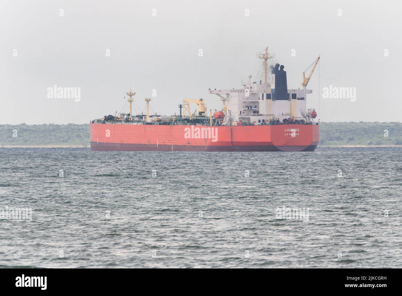 A Cuban oil tanker named Lourdes heading towards the port of Matanzas ...