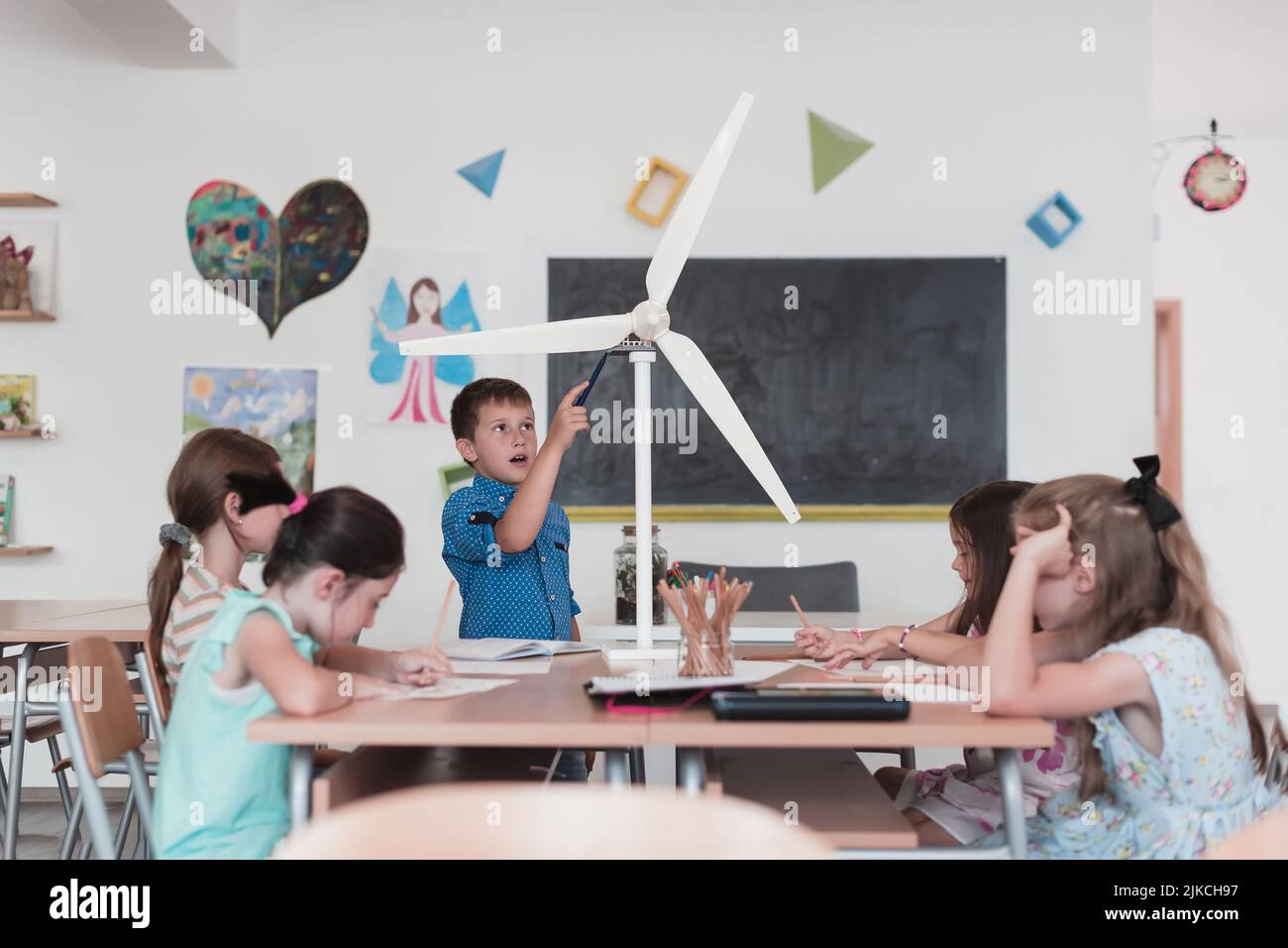 Elementary School Stem Robotics Classroom Diverse Group of Children ...