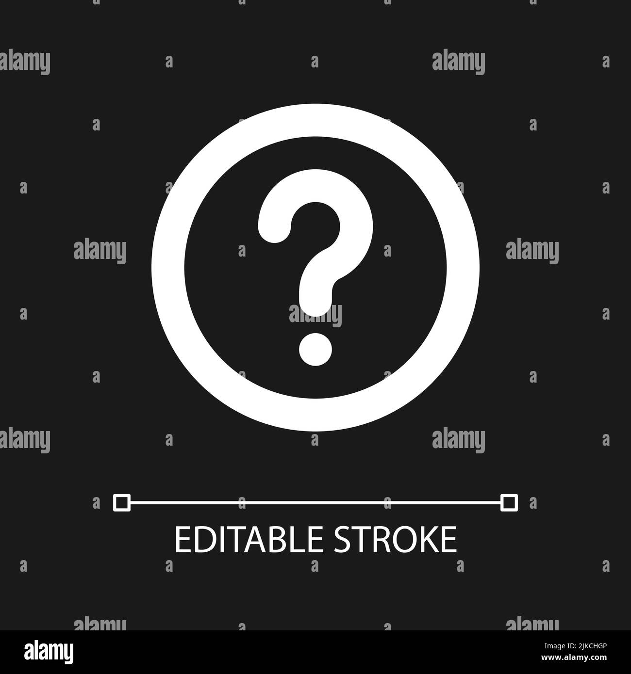 Question mark pixel perfect white linear ui icon for dark theme Stock ...