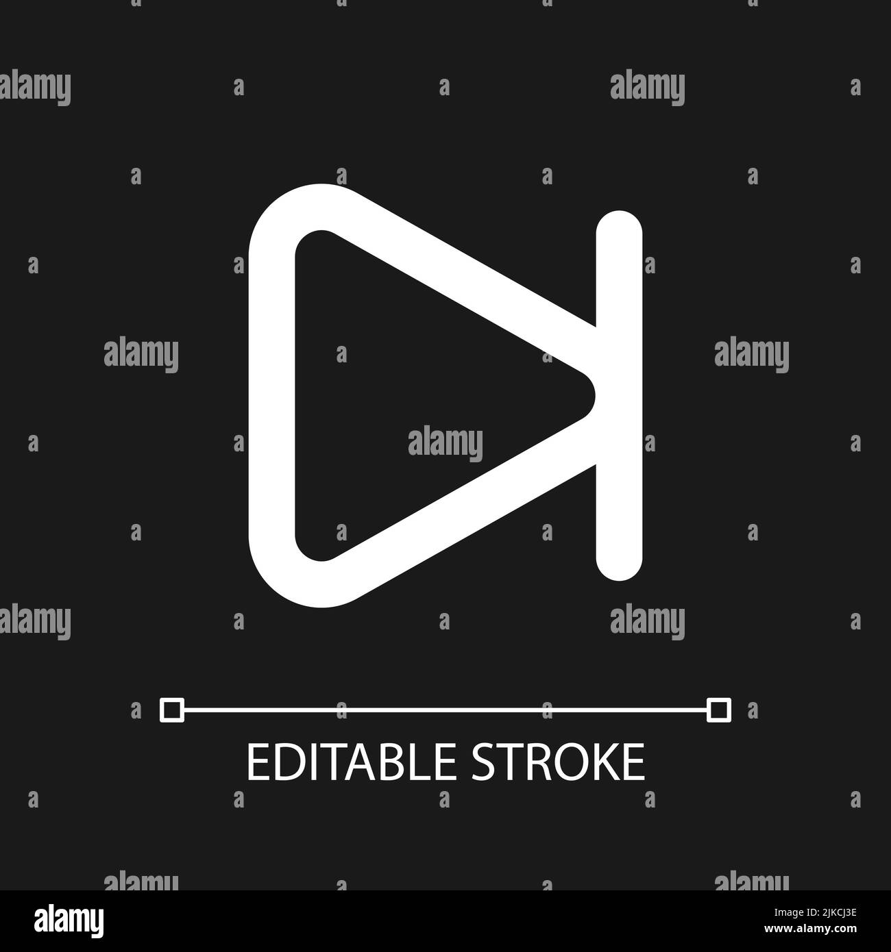 Skip next button pixel perfect white linear ui icon for dark theme ...