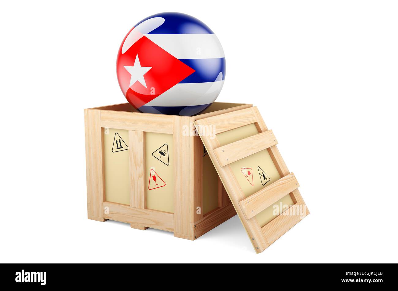 Wooden box, parcel with Cuban flag. Shipping and delivery in Cuba ...