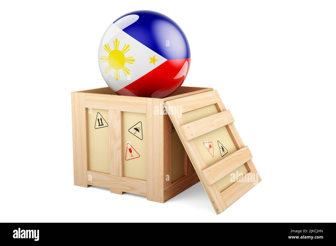 Wooden box, parcel with Filipino flag. Shipping and delivery in ...