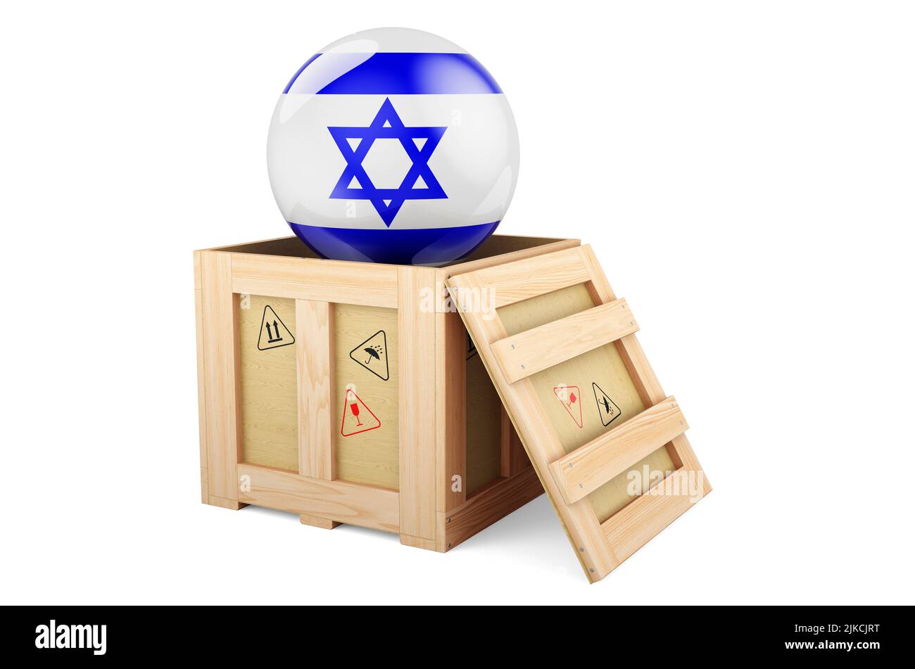 Wooden box, parcel with Israeli flag. Shipping and delivery in Israel ...