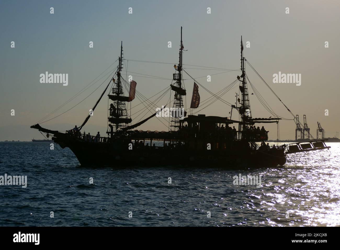 Tourist ship sailing at twilight, Thessaloniki, Macedonia, North ...