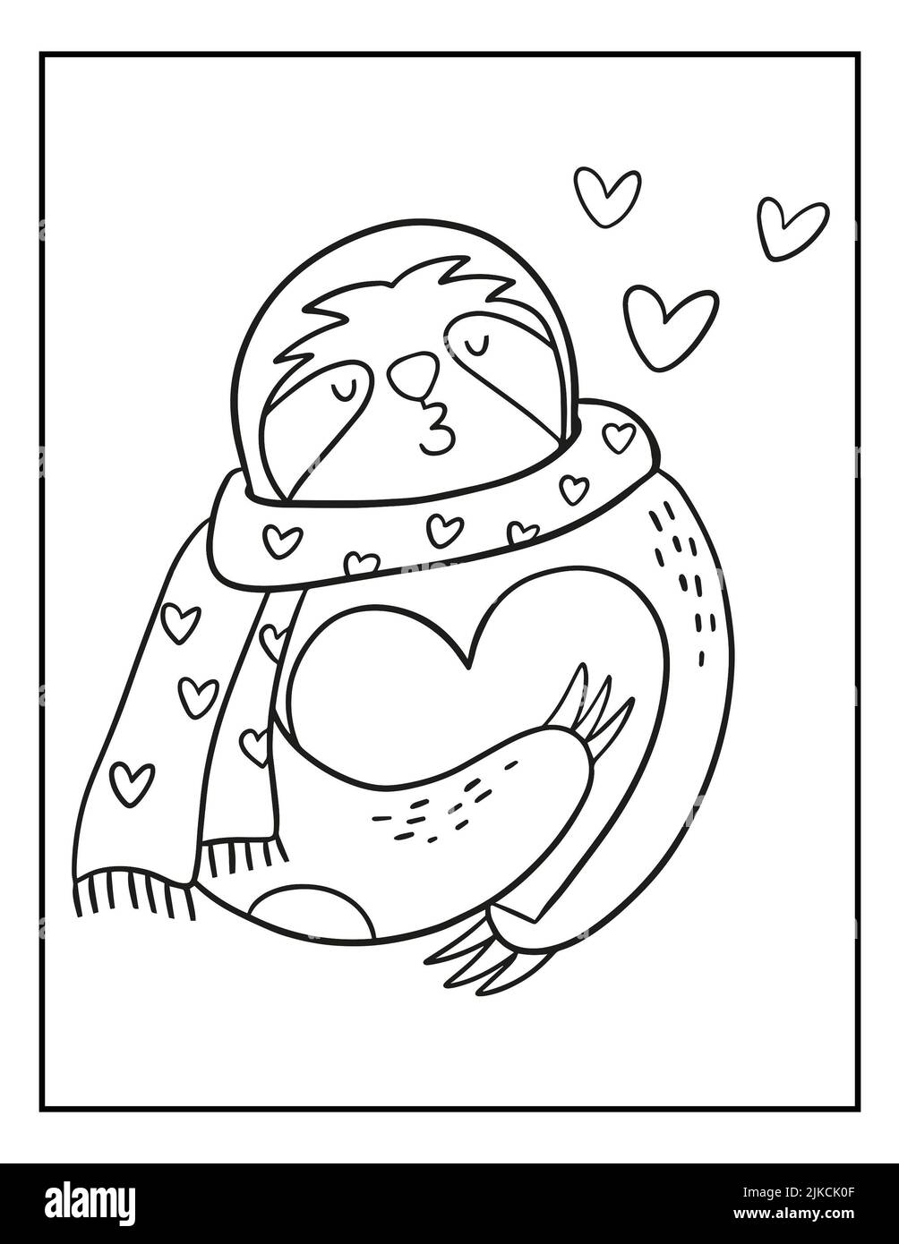 Sloth coloring page. Funny bear. Outline sloth illustration Stock Photo ...