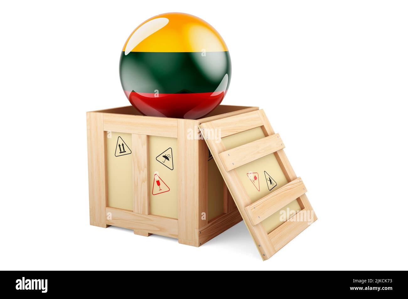 Wooden box, parcel with Lithuanian flag. Shipping and delivery in ...